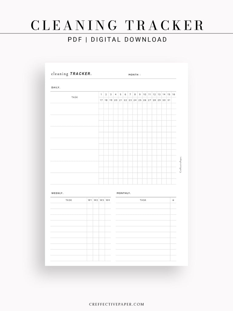 T120 | Monthly+Weekly+Daily Cleaning Tracker, Home Management ...