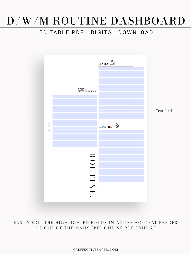 DA122 | Editable Daily & Weekly & Monthly Routine Dashboard ...