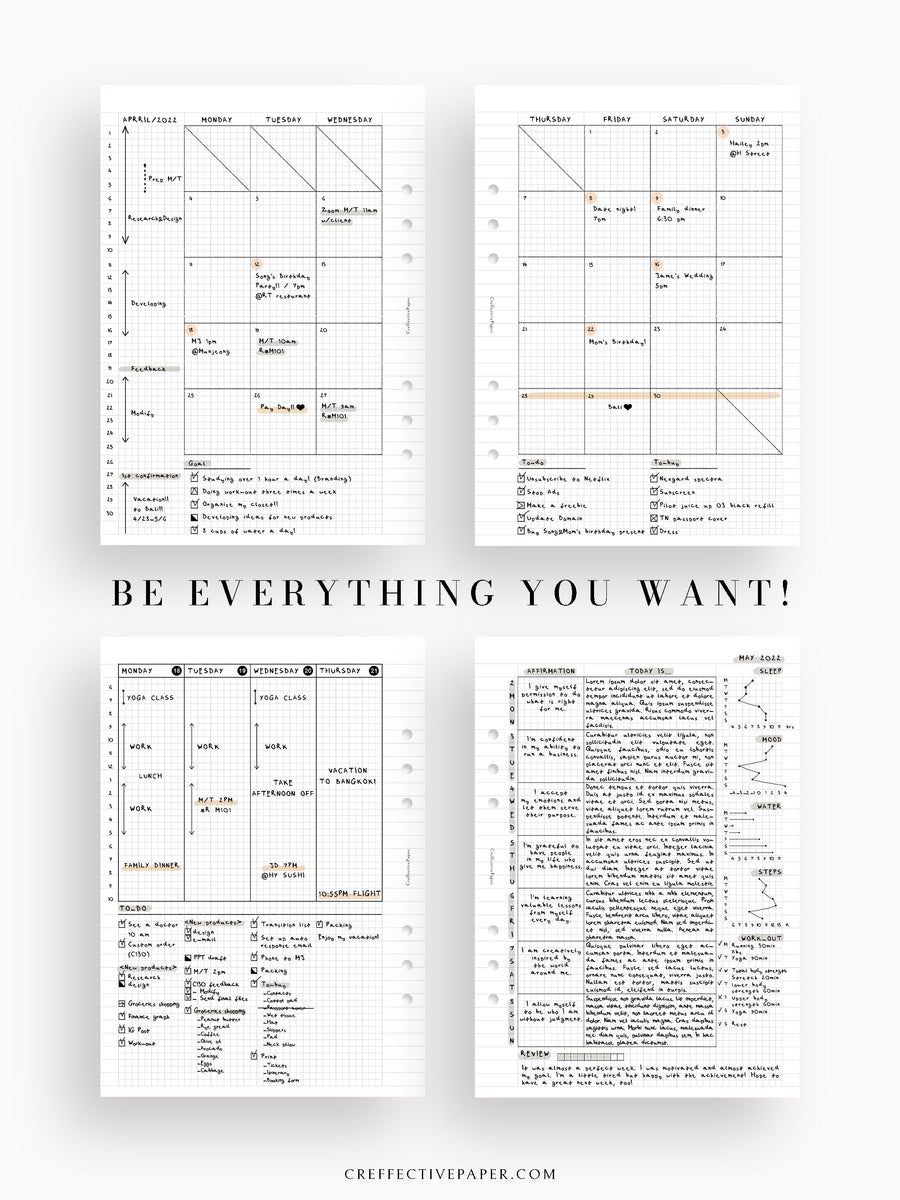 N120 | All-round Grid Notes Template, Printable Bullet Journal Inserts ...
