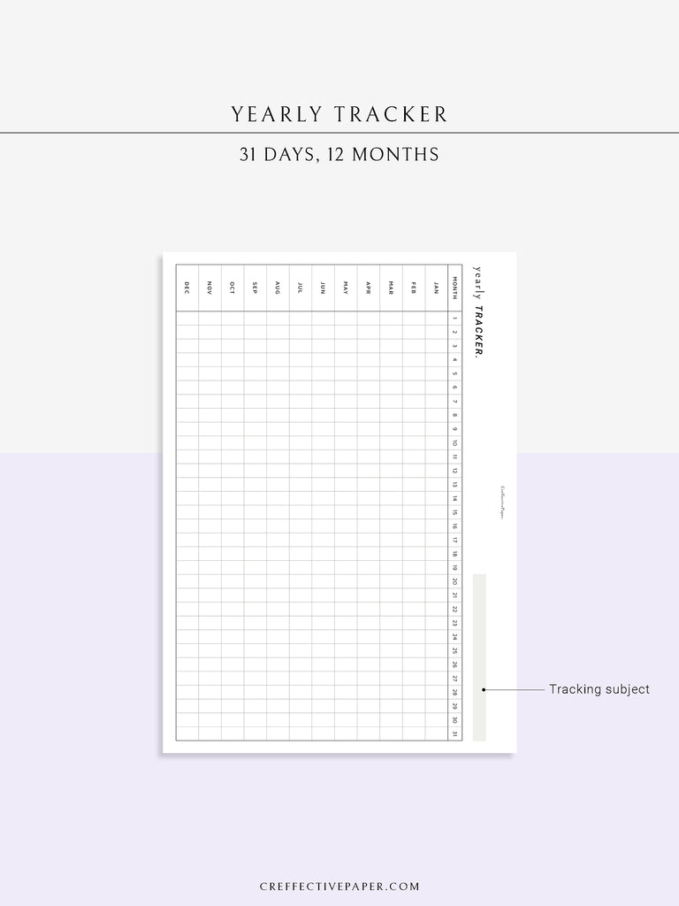 Y107 | Yearly Tracker, Habit Tracking Template – CreffectivePaper
