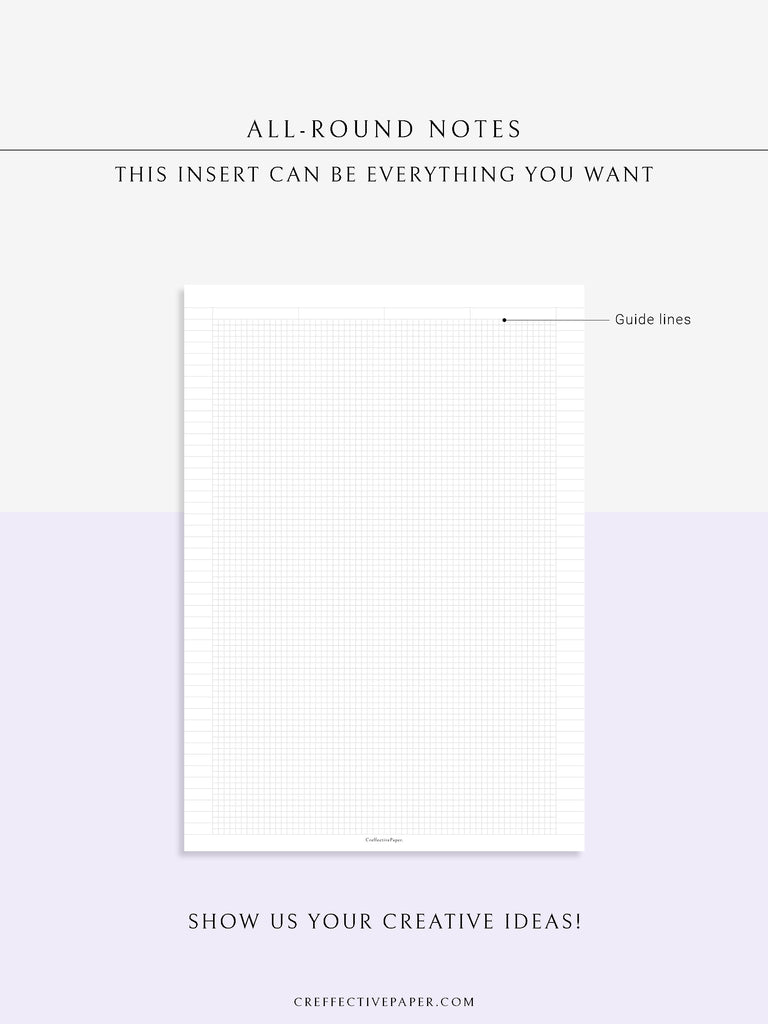 N120 | All-round Grid Notes Template, Printable Bullet Journal Inserts ...