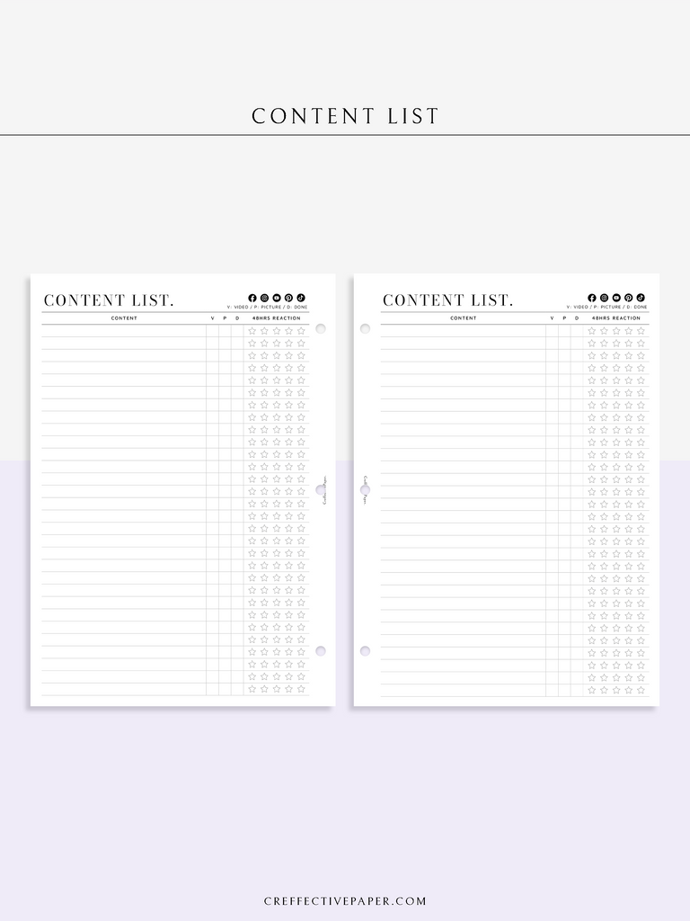 N131-2 | Contents List for Social Media – CreffectivePaper