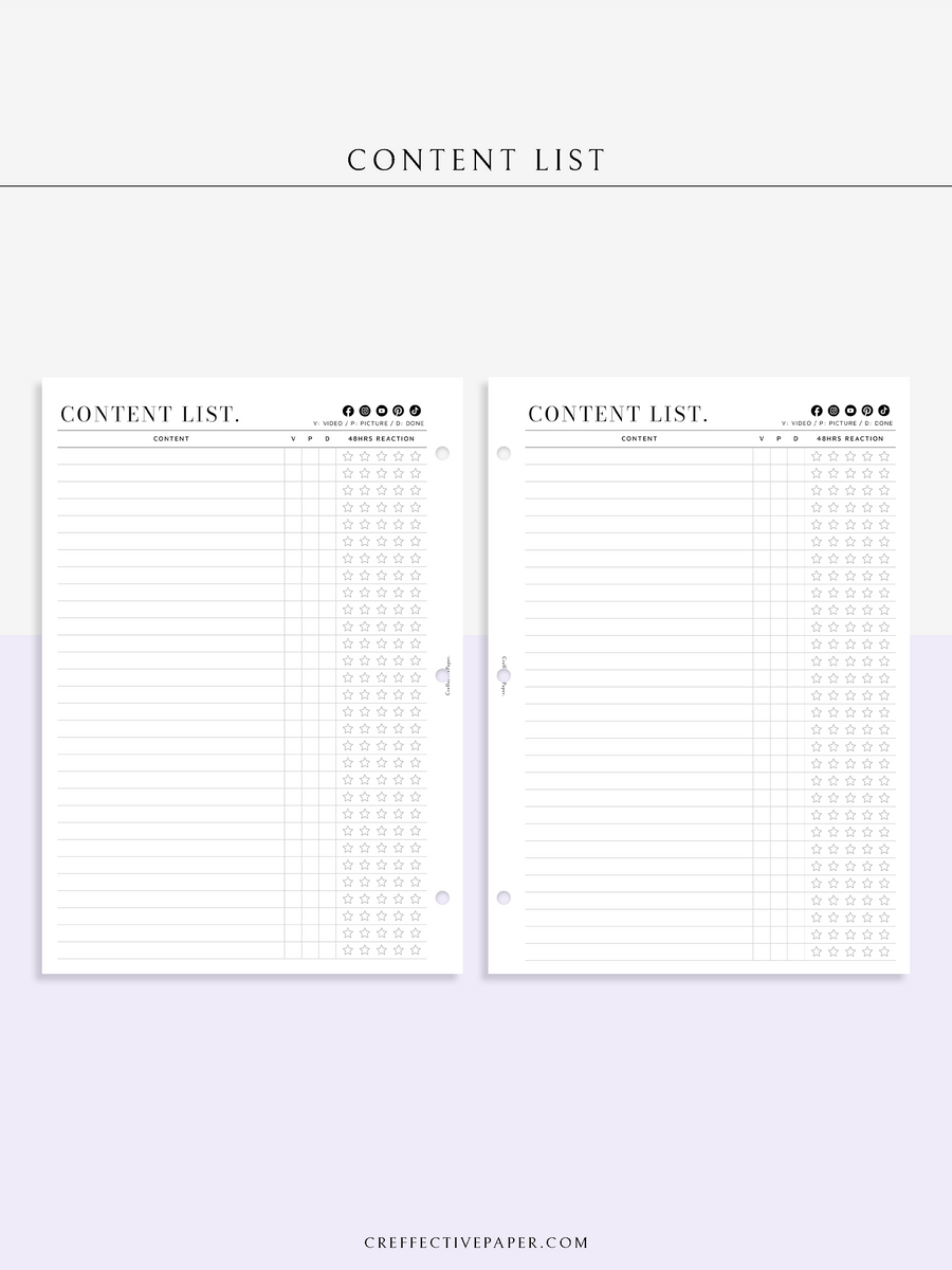 N131-2 | Contents List for Social Media – CreffectivePaper