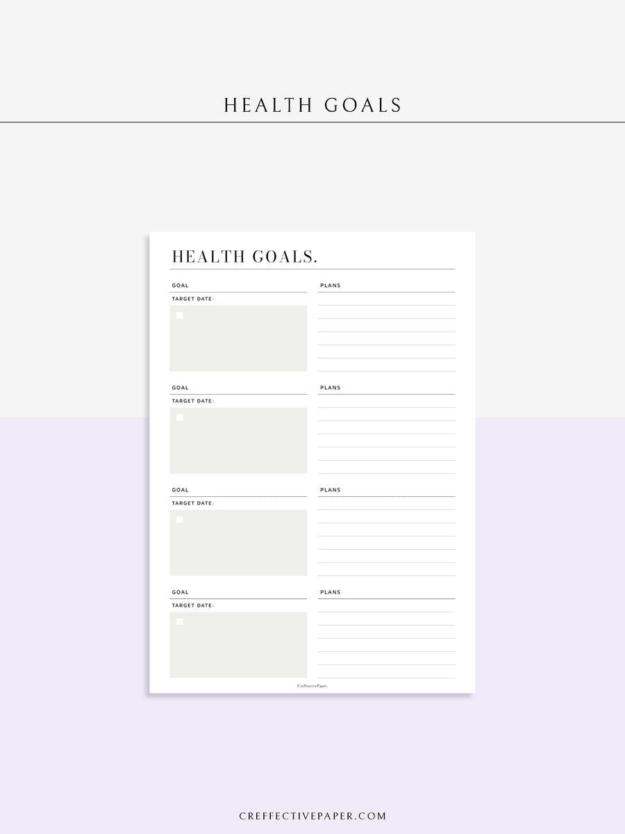 N121-2 | Health Goals Setting Planner, Wellness Journal – CreffectivePaper