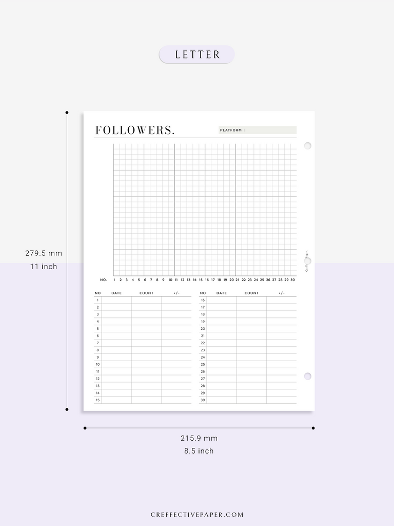 N131-1 | Follower & Subscriber Tracker for Social Media – CreffectivePaper