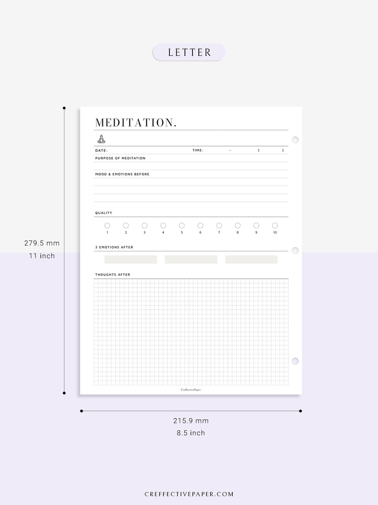 N122-3 | Meditation Log, Yoga Journal Template Printable – CreffectivePaper