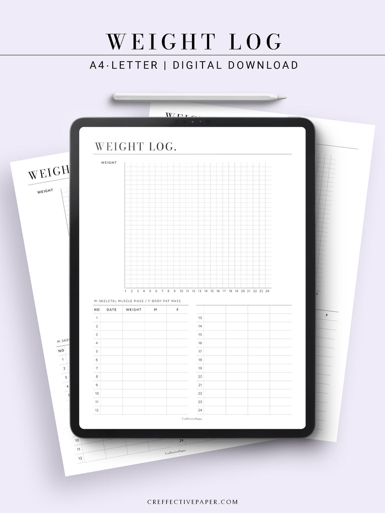 N121-1 | Weight Loss Log, Diet Organizer Template – CreffectivePaper