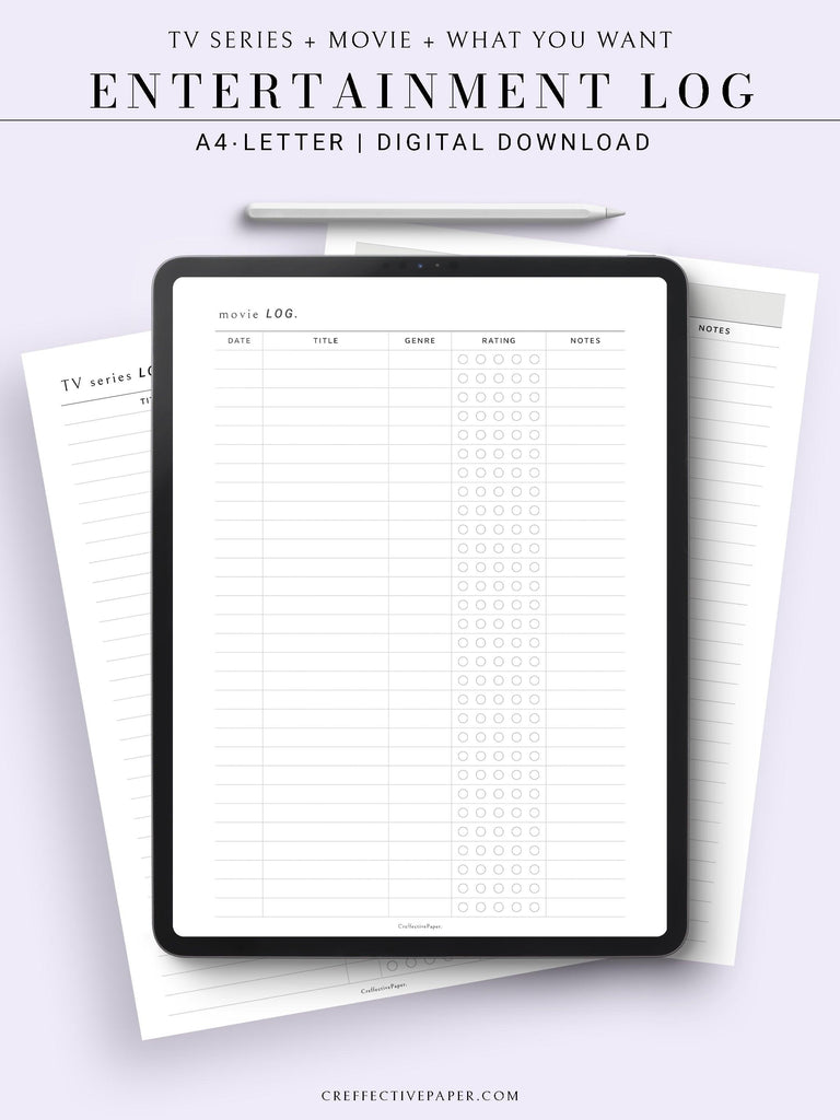 T121 | TV Series Tracker, Movie Journal, Entertainment Log Bundle ...