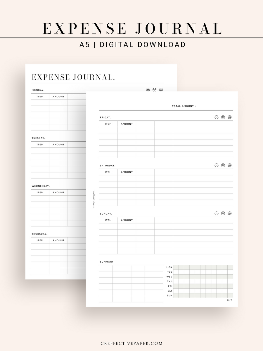 N126 | Expense Journal Pages, Weekly Spending Log, Financial Planner ...