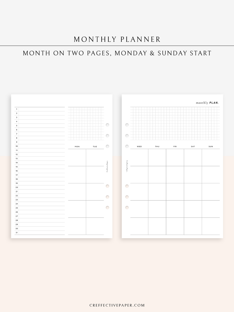 M121 | Monthly Planner, MO2P – CreffectivePaper