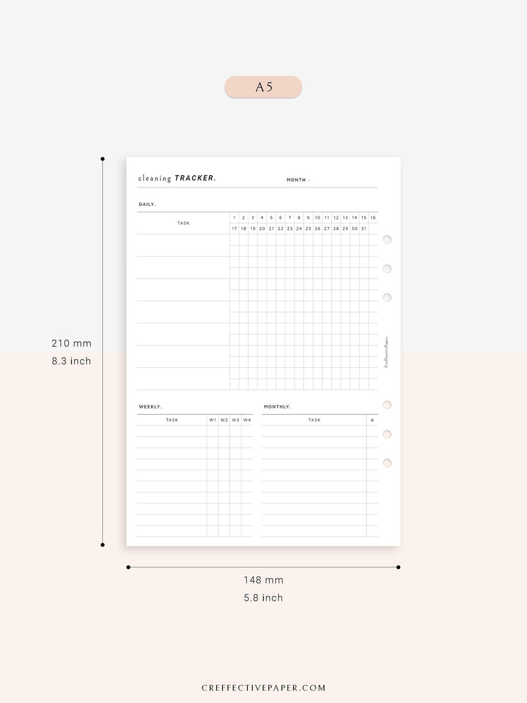 T120 | Monthly+Weekly+Daily Cleaning Tracker, Home Management ...