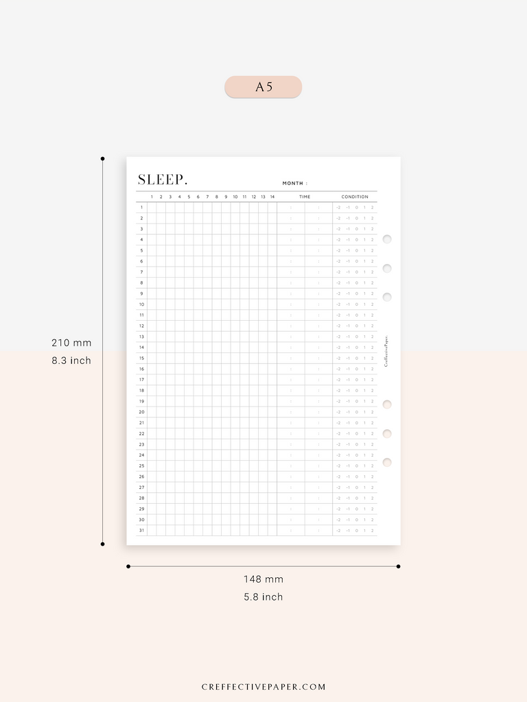 T132 | Monthly Sleep Tracker – CreffectivePaper