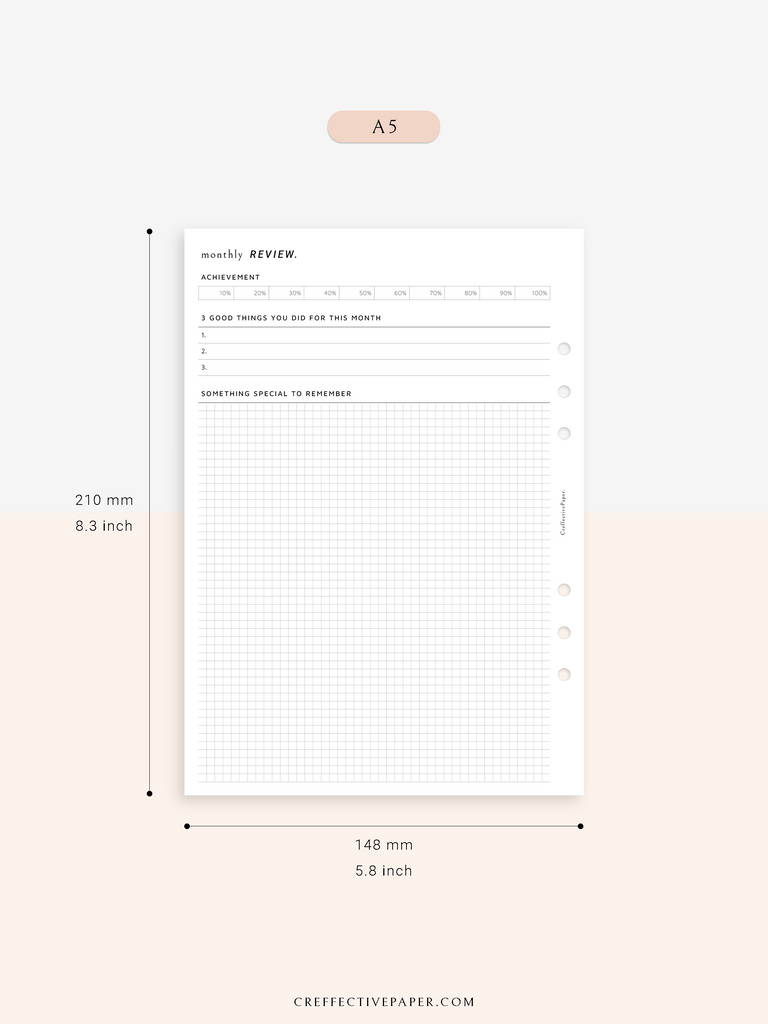 W118 | Monthly+Weekly+Review Total Planner Inserts Template, Monday St ...