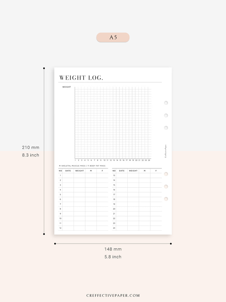 N121-1 | Weight Loss Log, Diet Organizer Template – CreffectivePaper