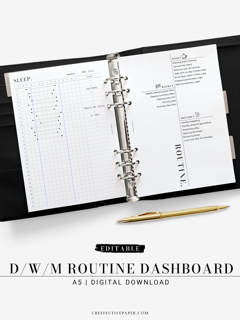 DA122 | Editable Daily & Weekly & Monthly Routine Dashboard ...