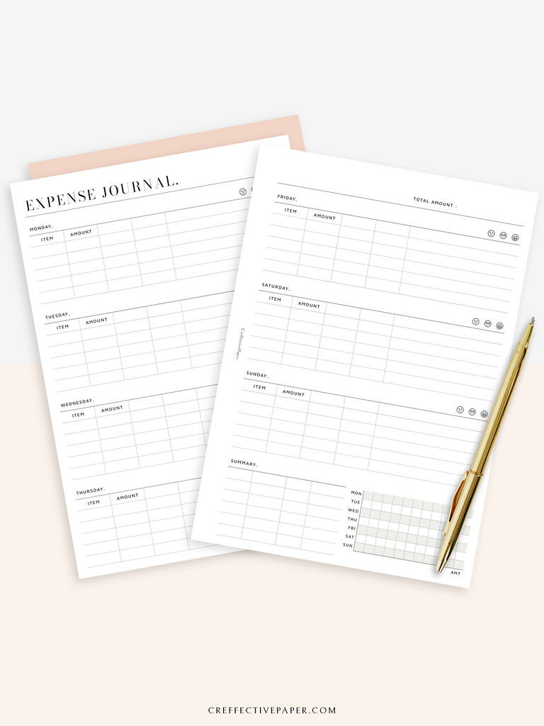 N126 | Expense Journal Pages, Weekly Spending Log, Financial Planner ...