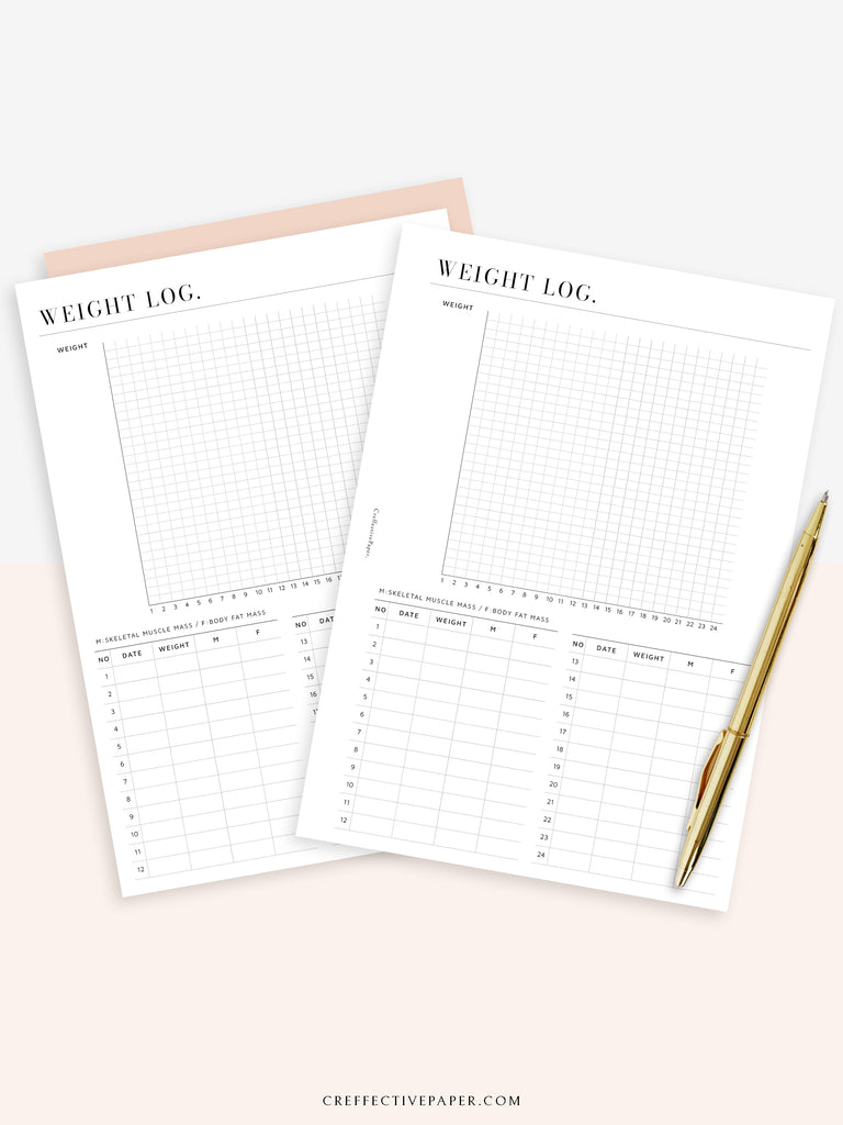 N121-1 | Weight Loss Log, Diet Organizer Template – CreffectivePaper