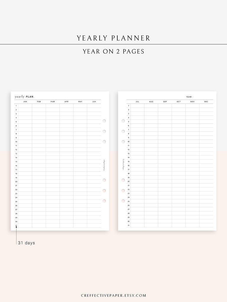 Y101 | 31 Days Yearly Planner Printable – CreffectivePaper