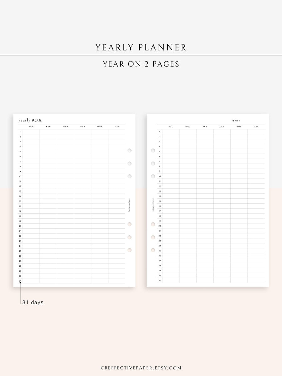 Y101 | 31 Days Yearly Planner Printable – CreffectivePaper