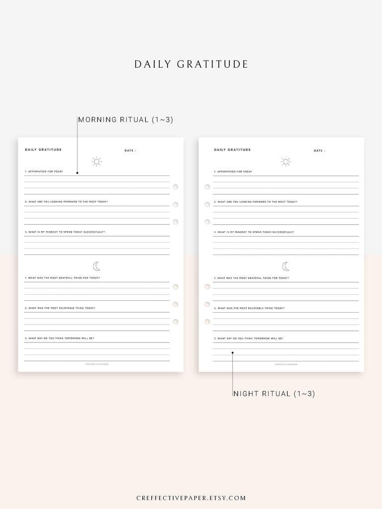 D104 | Daily Gratitude Journal with Morning & Night Ritual for Positiv ...