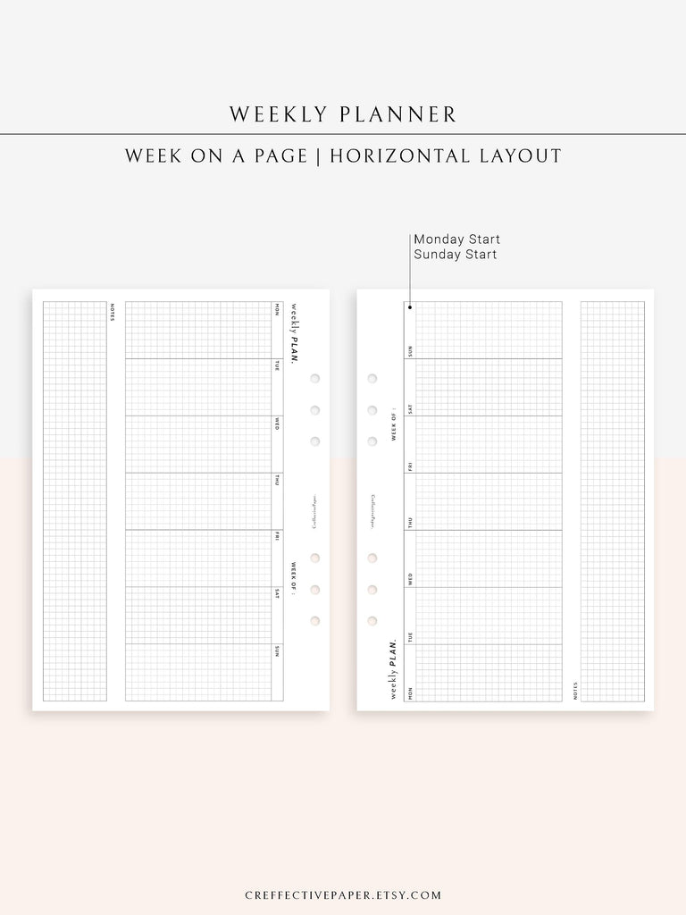 W102_H_2 | Horizontal Weekly Planner Printable – CreffectivePaper