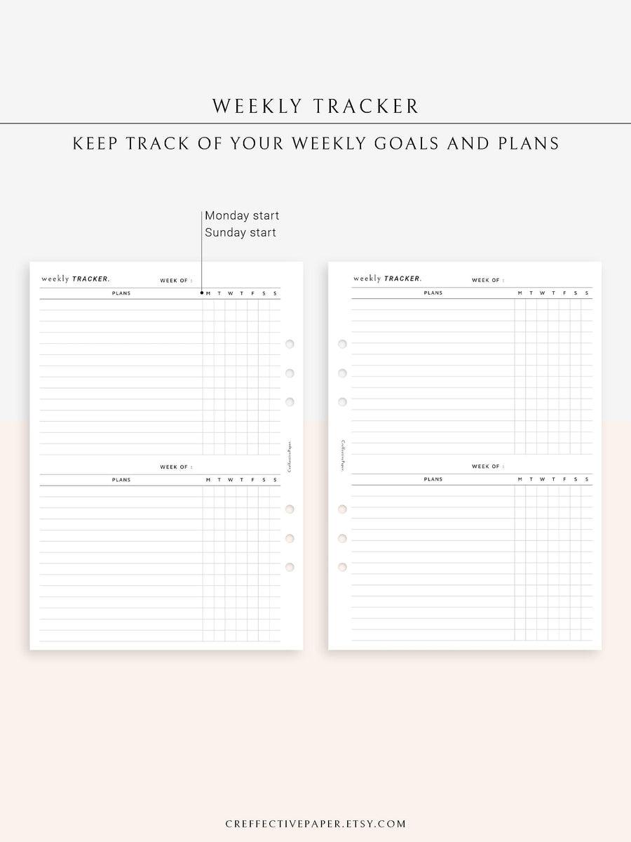 T118 | Weekly Habit and Goal Tracker – CreffectivePaper