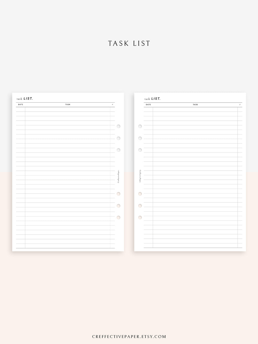 D103 | Daily Task List, To-do Organizer, Checklist – CreffectivePaper