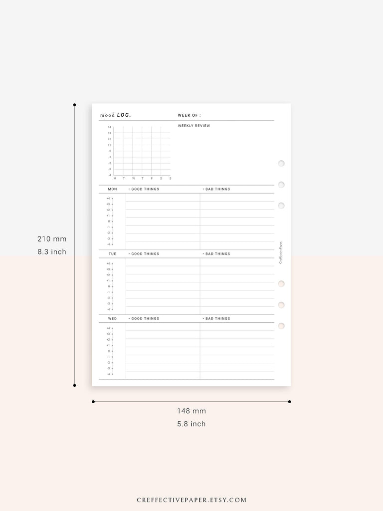 T117 | Weekly Mood Log Journal Diary – CreffectivePaper
