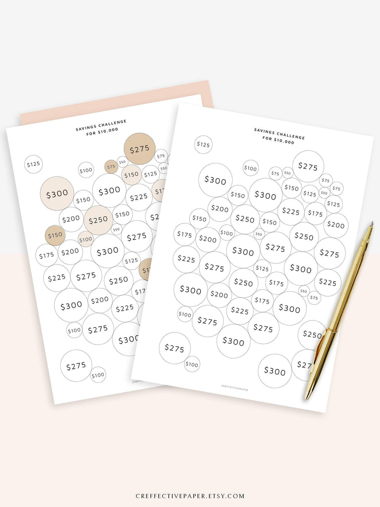 T114 | 52 Weeks Money Saving Challenge for $10,000 – CreffectivePaper