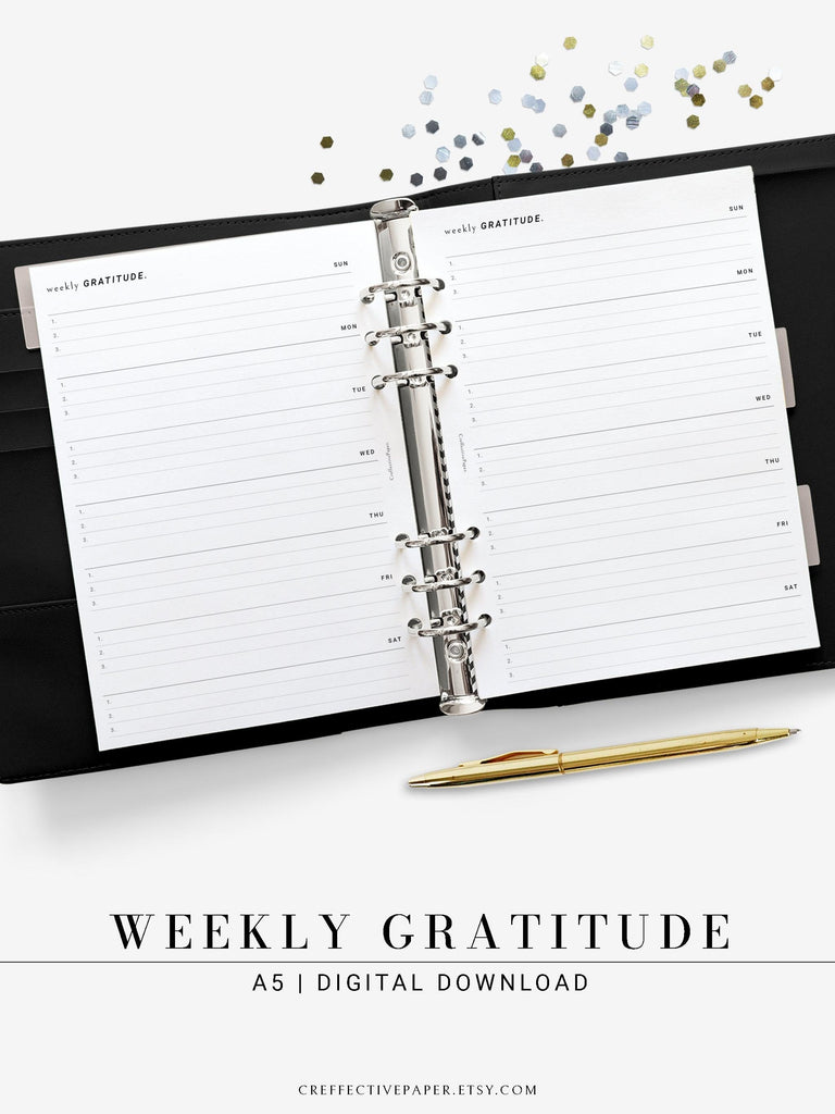 W103 | Minimal Weekly Gratitude Journal Printable Template Inserts ...
