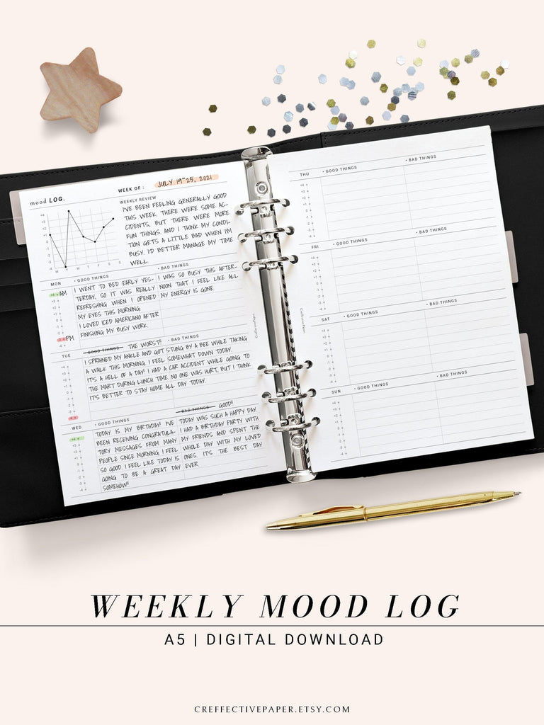 T117 | Weekly Mood Log Journal Diary – CreffectivePaper