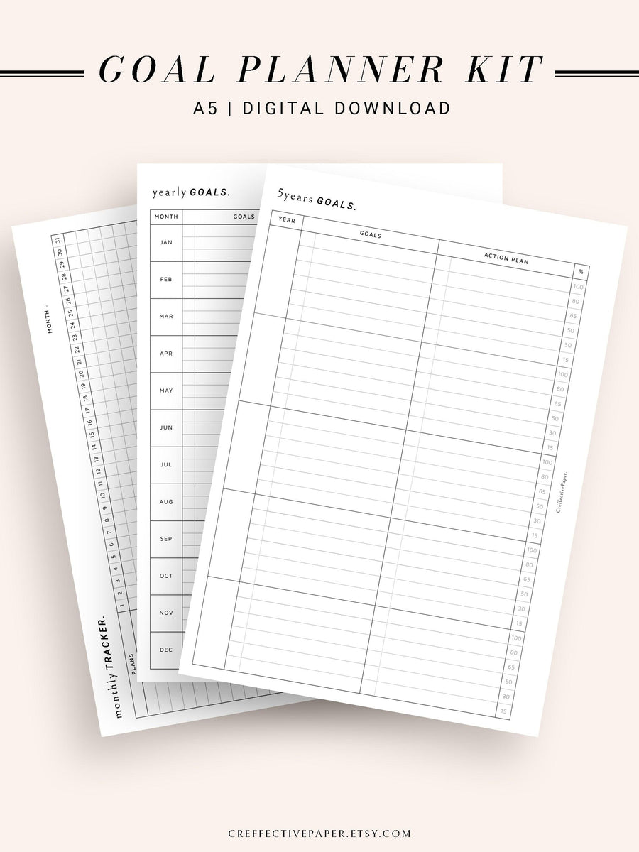 T101 | Goal Setting Planner Bundle Template for Business and Personal ...