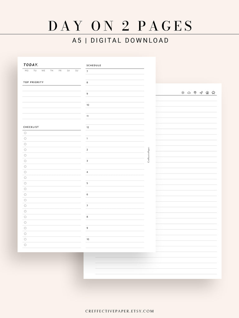 D109 | Daily Schedule Planner & Journal Printable Template, DO2P ...
