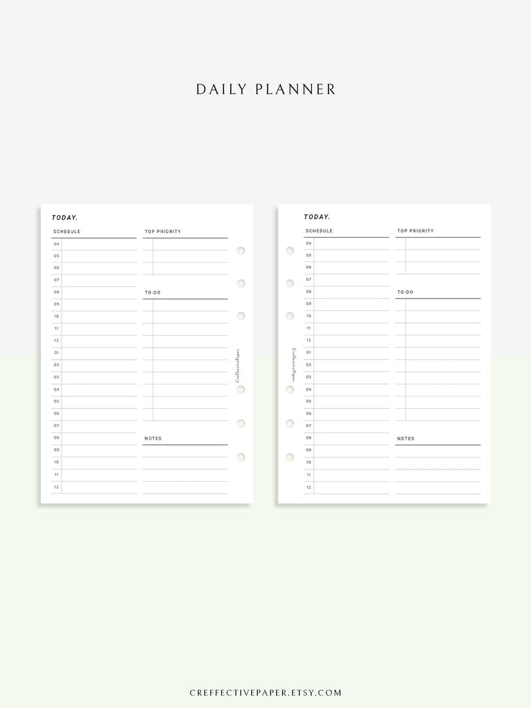 D107 | Printable Daily Schedule Planner Inserts Template – CreffectivePaper