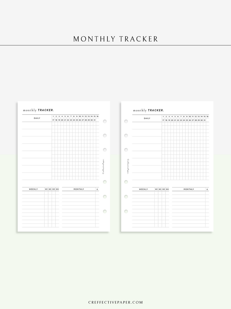 T130 | Monthly, Weekly, Daily Tracker – CreffectivePaper