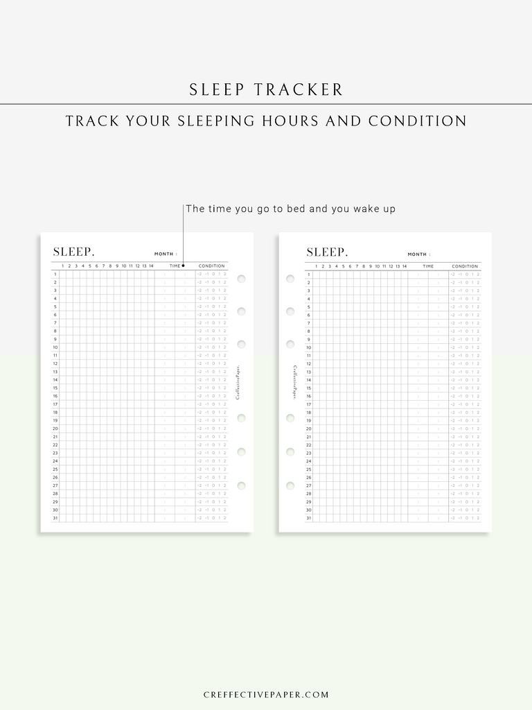 T132 | Monthly Sleep Tracker – CreffectivePaper