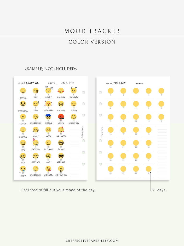 T116 | Monthly Emoji or Color Mood Tracker – CreffectivePaper