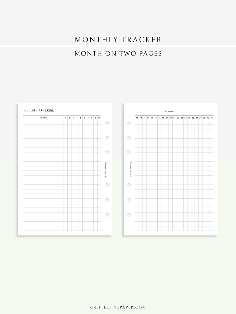 T128 | Monthly Goal & Habit Tracker, MO2P – CreffectivePaper