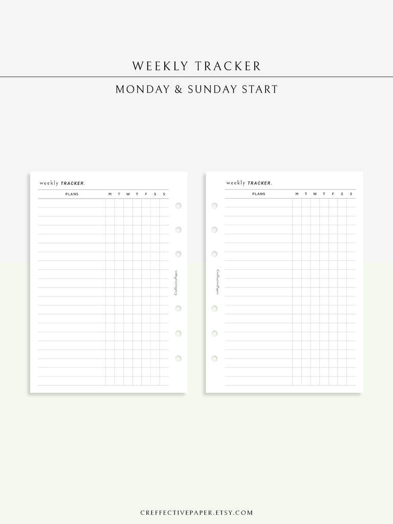 T118 | Weekly Habit and Goal Tracker – CreffectivePaper