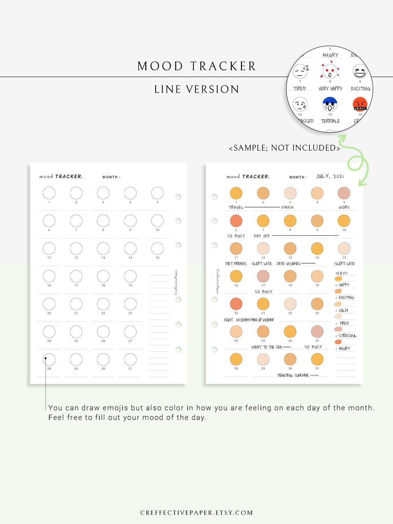 T116 | Monthly Emoji or Color Mood Tracker – CreffectivePaper