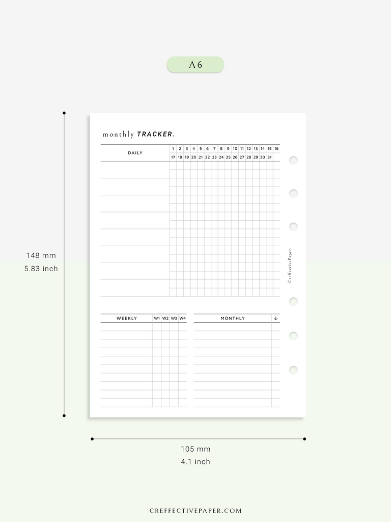 T130 | Monthly, Weekly, Daily Tracker – CreffectivePaper