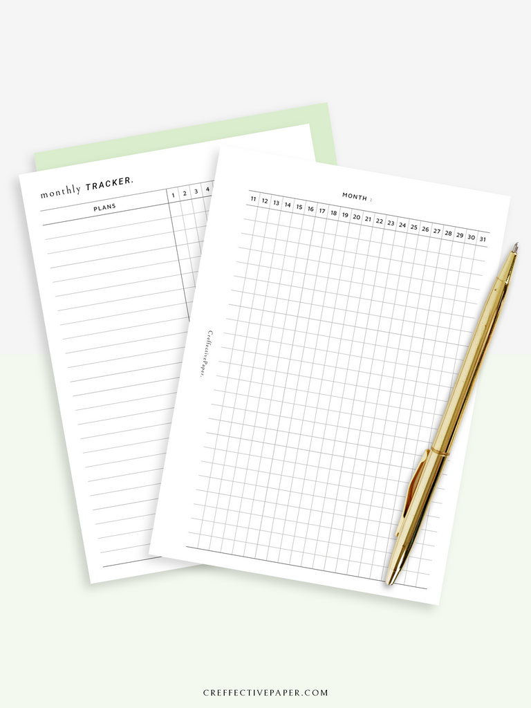 T128 | Monthly Goal & Habit Tracker, MO2P – CreffectivePaper