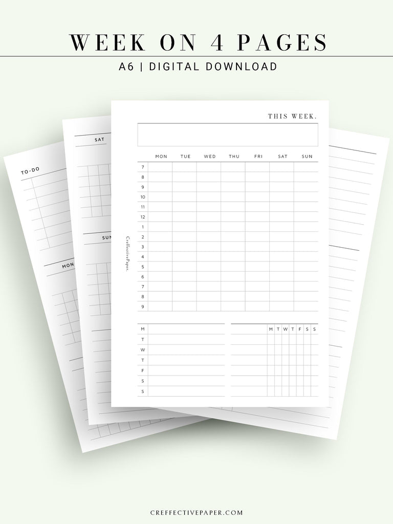 W114 | Week on 4 Pages, Weekly Schedule & Tracker & To-do Planner ...