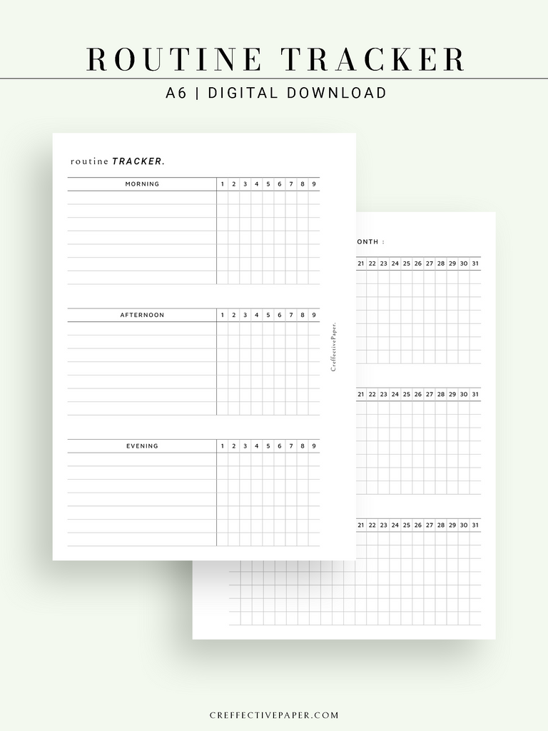 T129 | Monthly Routine Tracker – CreffectivePaper