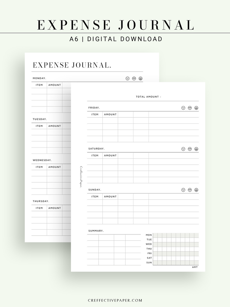 N126 | Expense Journal Pages, Weekly Spending Log, Financial Planner ...