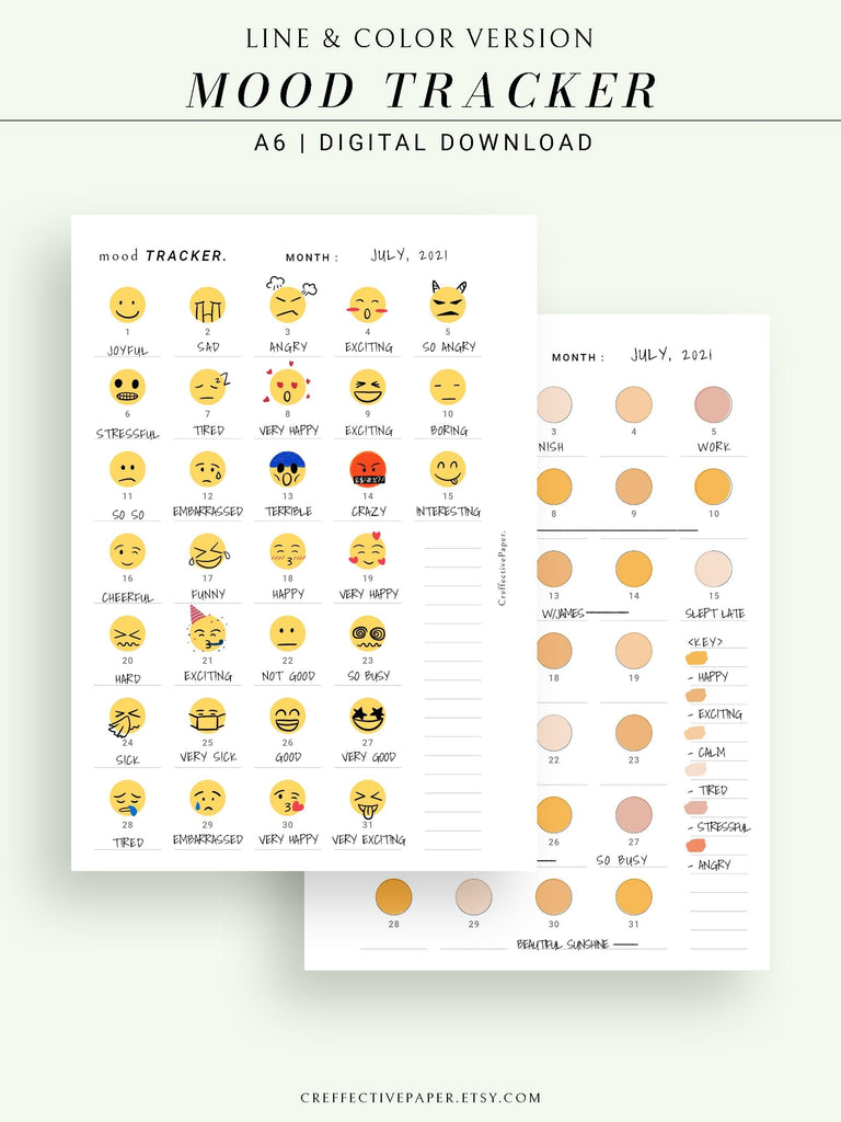 T116 | Monthly Emoji or Color Mood Tracker – CreffectivePaper