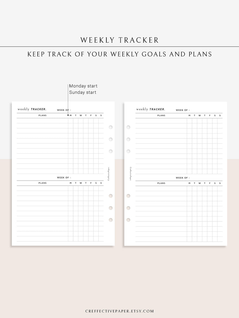 T118 | Weekly Habit and Goal Tracker – CreffectivePaper