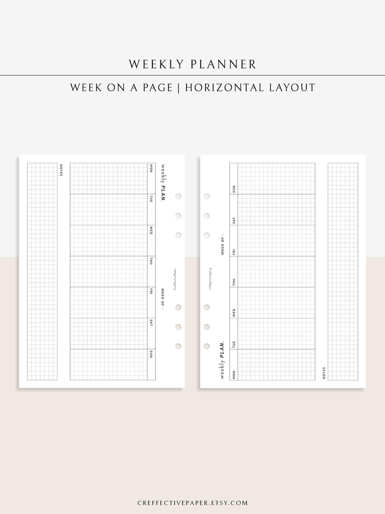 W102_H_2 | Horizontal Weekly Planner Printable – CreffectivePaper