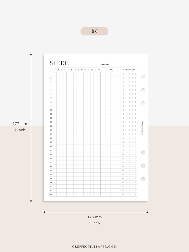 T132 | Monthly Sleep Tracker – CreffectivePaper