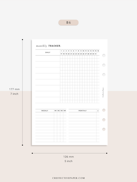 T130 | Monthly, Weekly, Daily Tracker – CreffectivePaper